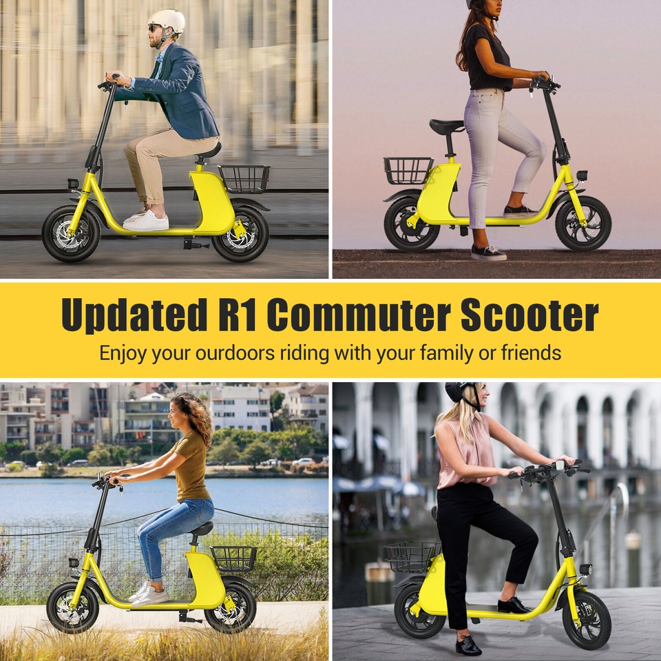 450W Sports Electric Scooter Adult with Seat Electric Moped Ebike E ...