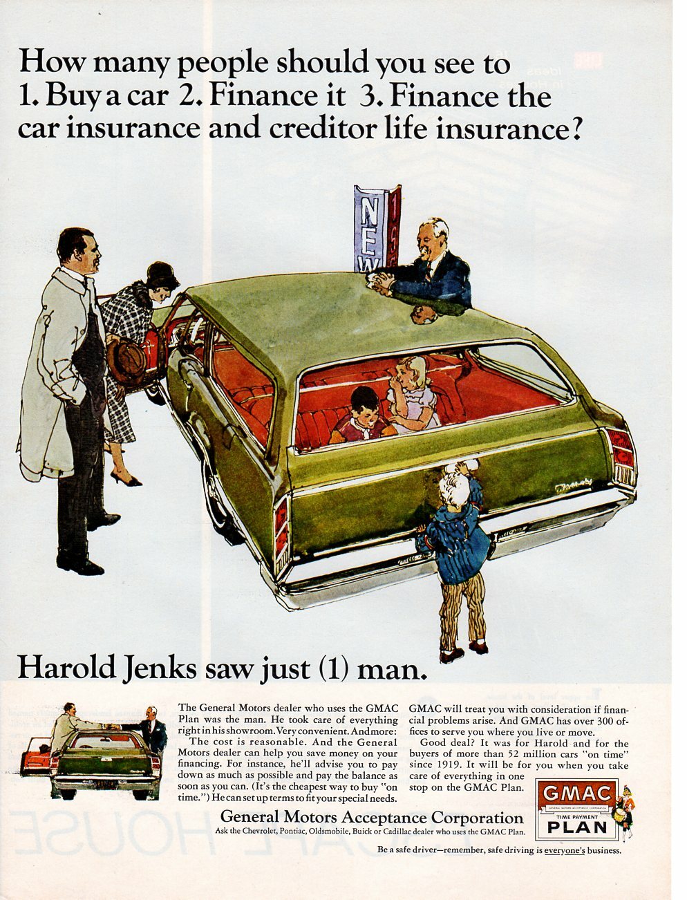 Vintage advertising print Car General Motors GMAC Plan 1966 Harold ...