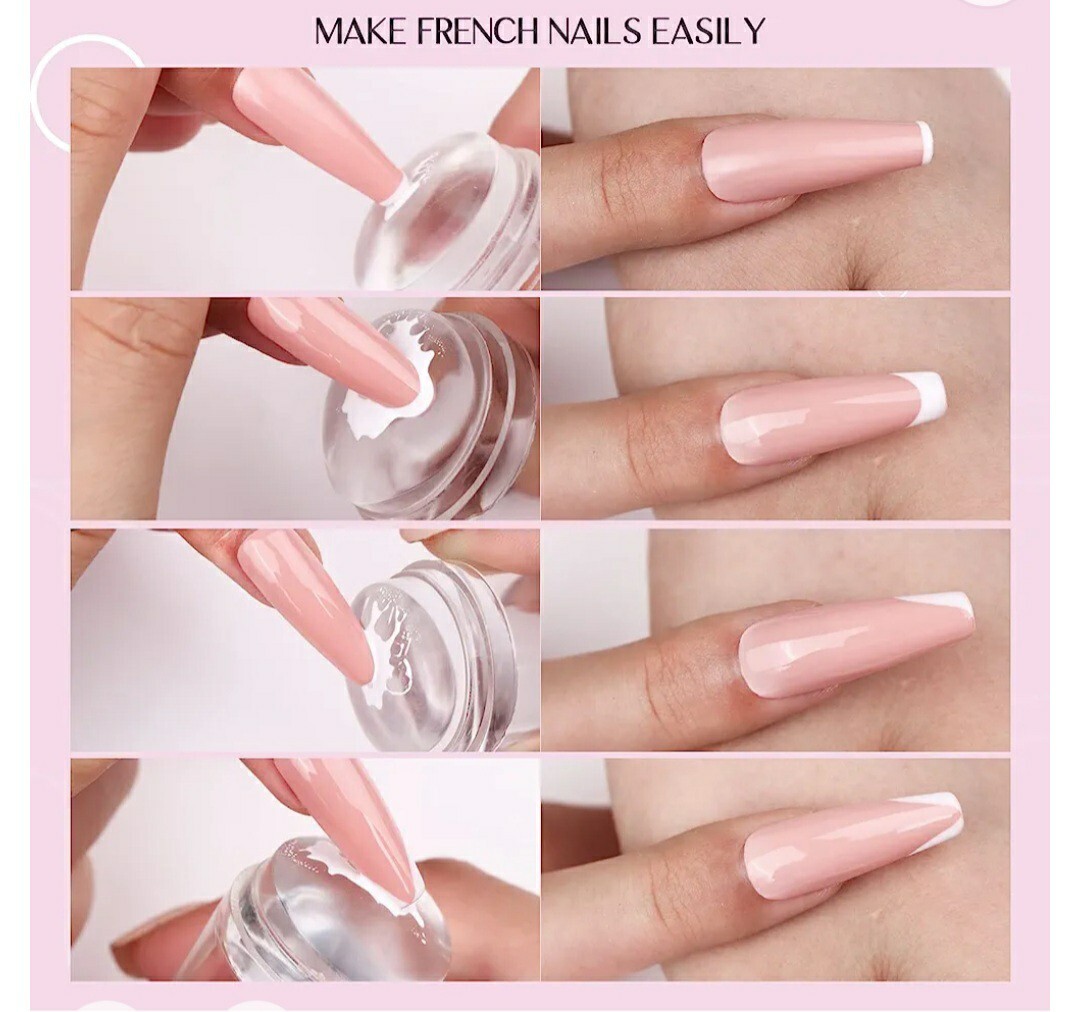 Saviland French Tip Nail Stamp - 4PCS Nail Art Stamper Kit Clear ...