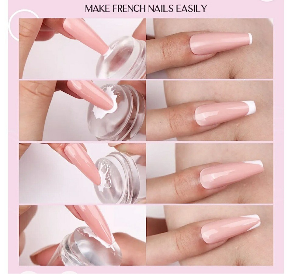 Saviland French Tip Nail Stamp - 4PCS Nail Art Stamper Kit Clear ...