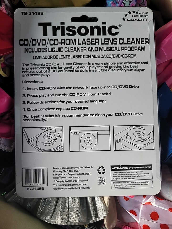 Trisonic TS3146B CD/DVD/CD-ROM Laser Lens Cleaner 39612112375| eBay