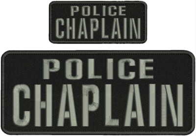 POLICE CHAPLAIN Embroidery Patches 4 X 10" and 2x5 Hook on back /gray ...