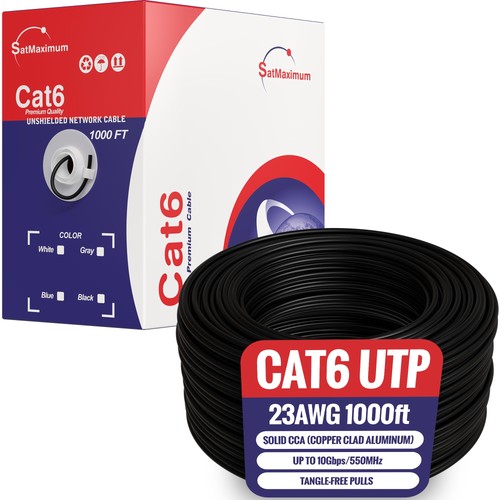 CAT6 Cable 1000ft Pull Box Solid Ethernet LAN UTP Cable 23AWG 550Mhz ...