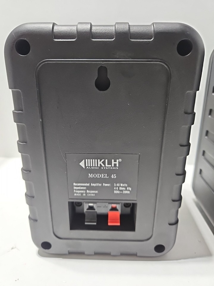 KLH Model 45 Indoor/Outdoor Stereo Speakers Pair Black Tested Working ...