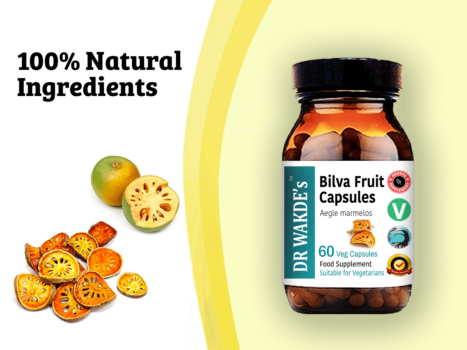 DR WAKDE'S Bilva Fruit Capsules (Bael fruit | Aegle marmelos) | 60 Veg ...