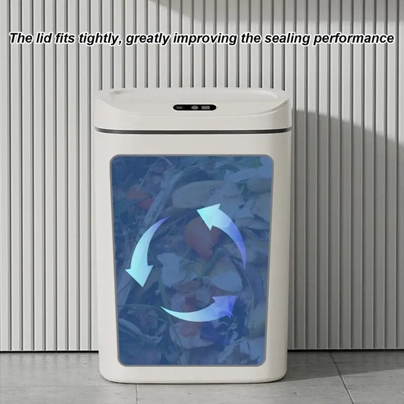 Trash Can Automatic Electronic Trash Can White Touchless Narrow Smart ...