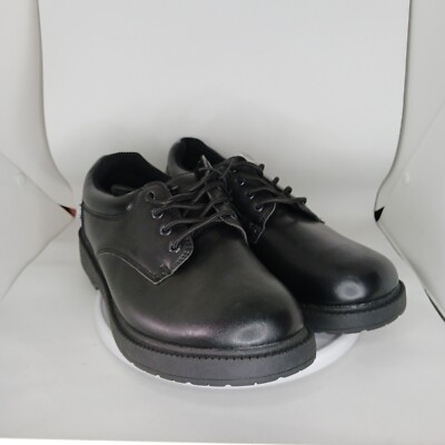 Safetrax Black Leather Slip Resistant Lace Shoes Work Sneakers 10 | eBay