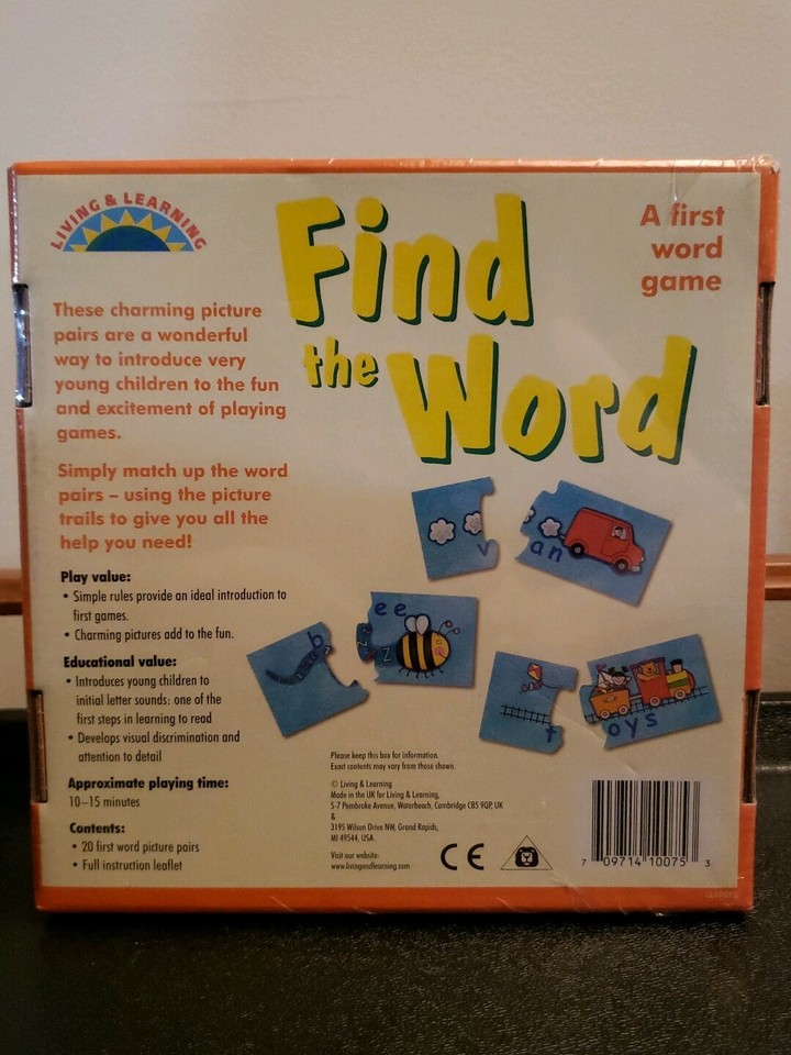 Find The Word Game Picture Match Preschool Educational Learning Home ...