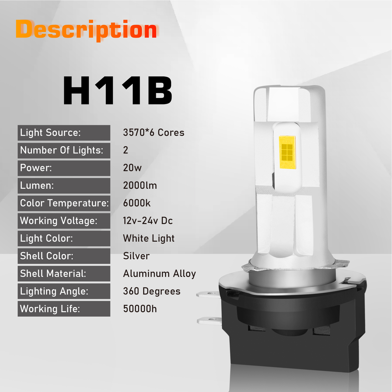 H11B For Hyundai Santa Fe 2009-2016 LED Headlight 6000K White Bulbs Low ...