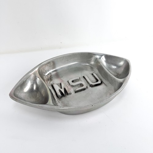 Vintage MSU Football Shaped Pewter Serving Tray Bowl 14.5" x 9" | eBay