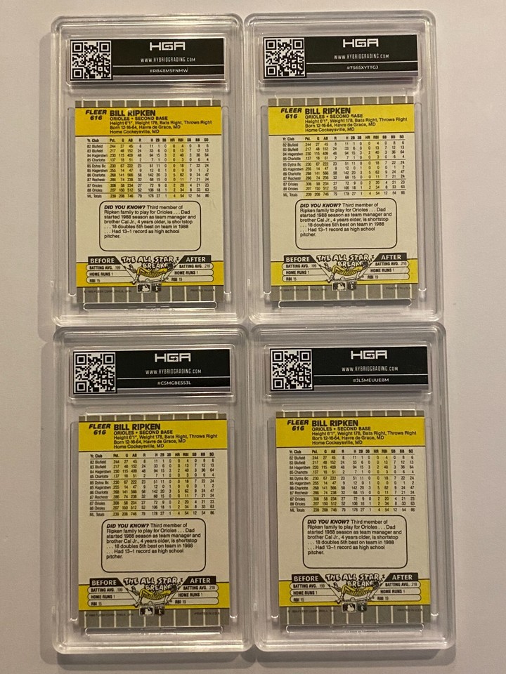 Bill Ripken FAMOUS Error Cards LOT 1989 Fleer #616 ALL HGA 9 MINT ...