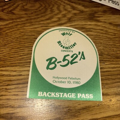 B52's Hollywood Palladium 1980 Backstage Pass, Wolf & Rissmiller | eBay