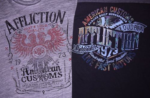 Mens Lot of 2 AFFLICTION American Customs Retro Graphic T Shirt size ...