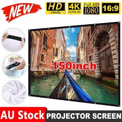 150 inch Projector Screen Cinema Theater Home Movie 16:9 4K HD Foldable ...