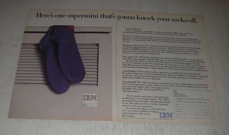 1985 IBM 4361 Computer Ad - one supermini that's gonna knock your socks ...