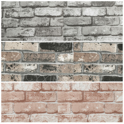 Grey 3D Brick Effect Wallpaper Realistic Slate Stone Red Vintage ...