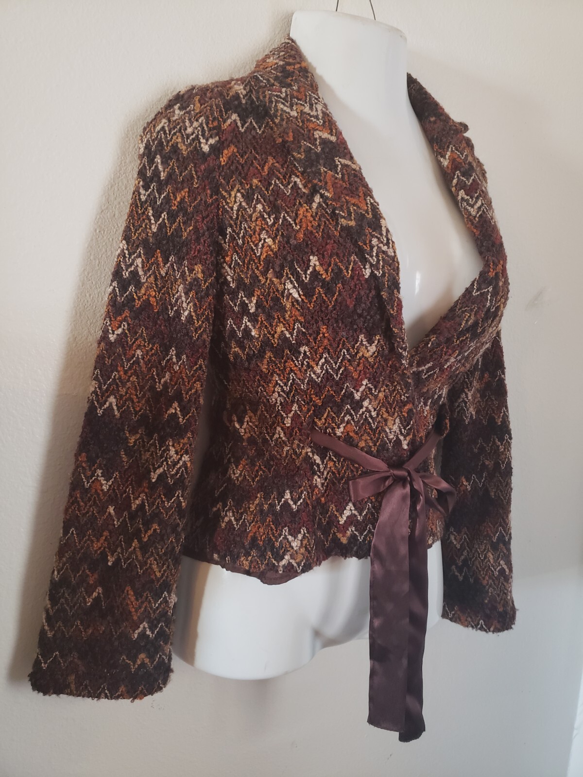 HEART MOON STAR Blazer Jacket Women's Size M Bust 32" nubbly chevron ...