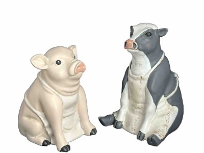 Farmhouse Statue Kitchen Figurine, Pig Or Cow In Apron Table Decor 7” 6 ...
