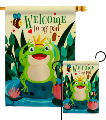 Frog Welcome Garden Flag Bugs & Frogs Friends Decorative Gift Yard ...