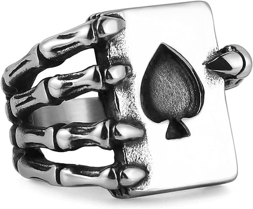 Gothic Skull Hand Claw Poker Playing Card Ace of Spades Stainless Steel ...