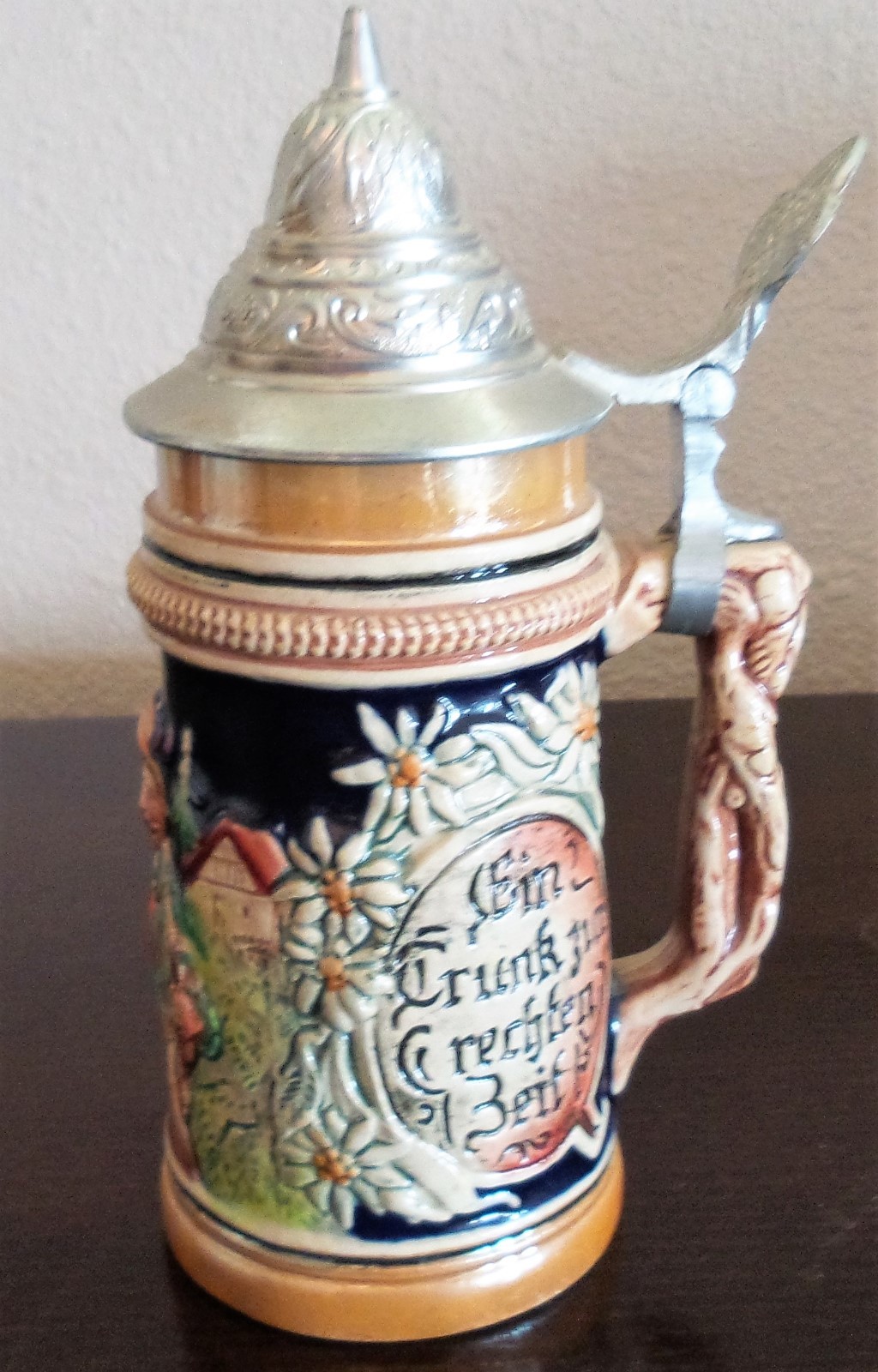 Authentic German Ceramic Stein With Ornate Metal Lid Small | eBay