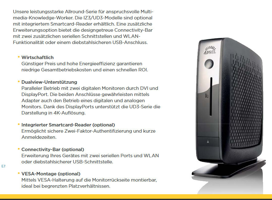 Mini-PC Igel UD3 Thinclient Dualcore CPU U4200 1GHz 1GB RAM SATA 2x DVI ...