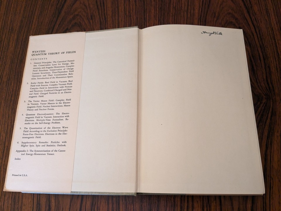 Quantum Theory of Fields | Gregor Wentzel | 1949 | HC Dust Jacket | 1st ...