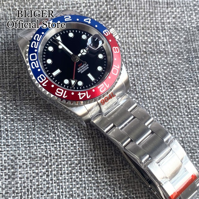 Bliger GMT Seiko Automatic NH34 movement Watch Sapphire EU ONLY for ...