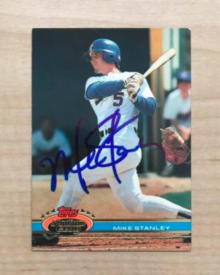 MIKE STANLEY TEXAS RANGERS SIGNED AUTOGRAPHED 1991 TOPPS CARD #526 W ...