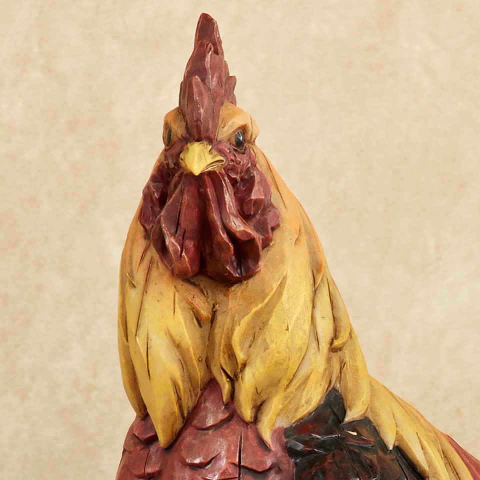 Rooster and Hen Tabletop Accent - Resin - Red, Yellow, Dark Green ...