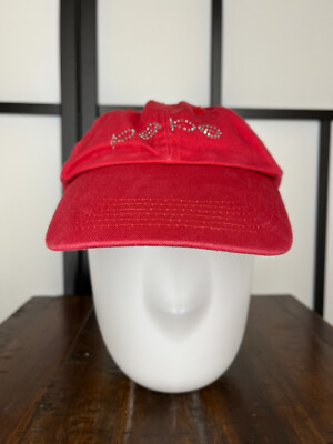 Bebe Hat Cap Strap Back Womens Red Adjustable Jeweled Bling Cotton ...