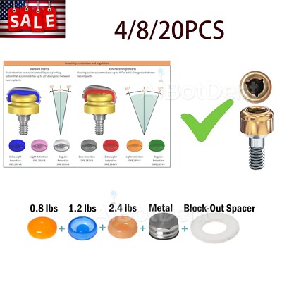 US Dental Overdenture Implant Retention Cap Abutment Metal Housing Kit ...