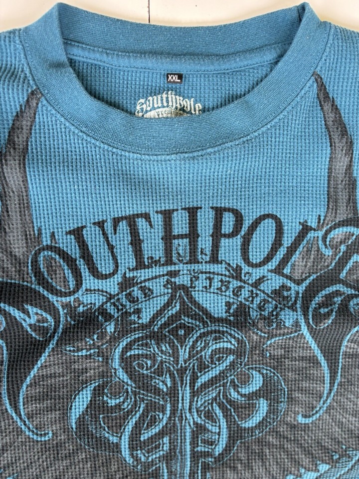 Southpole Thermal Shirt 2XL Waffle Y2K Cyber Punk Angel Wings Goth ...