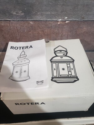 IKEA Rotera Tea Light Candle Holder Lantern Metal Glass, Hanging White ...