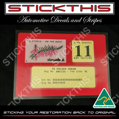 Reproduced Historic VIC Rego Registration Label Decal Sticker 1996 ...