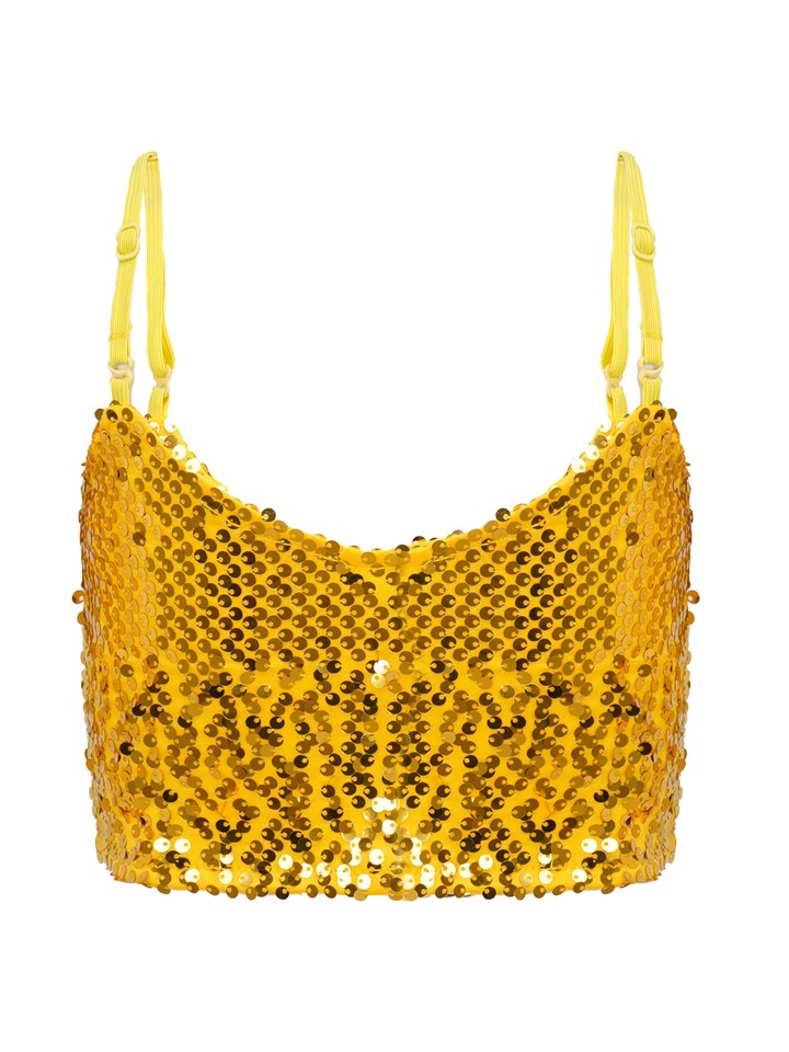 Kids Girls Stylish Adjustable Spaghetti Shoulder Straps Shiny Sequins ...