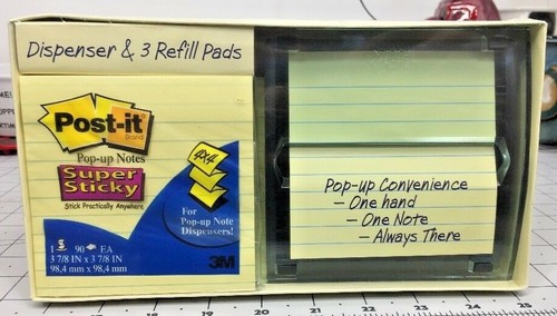 Post-it Super Sticky Pop-up Notes Dispenser 3 7/8” Square + 3 Refills ...