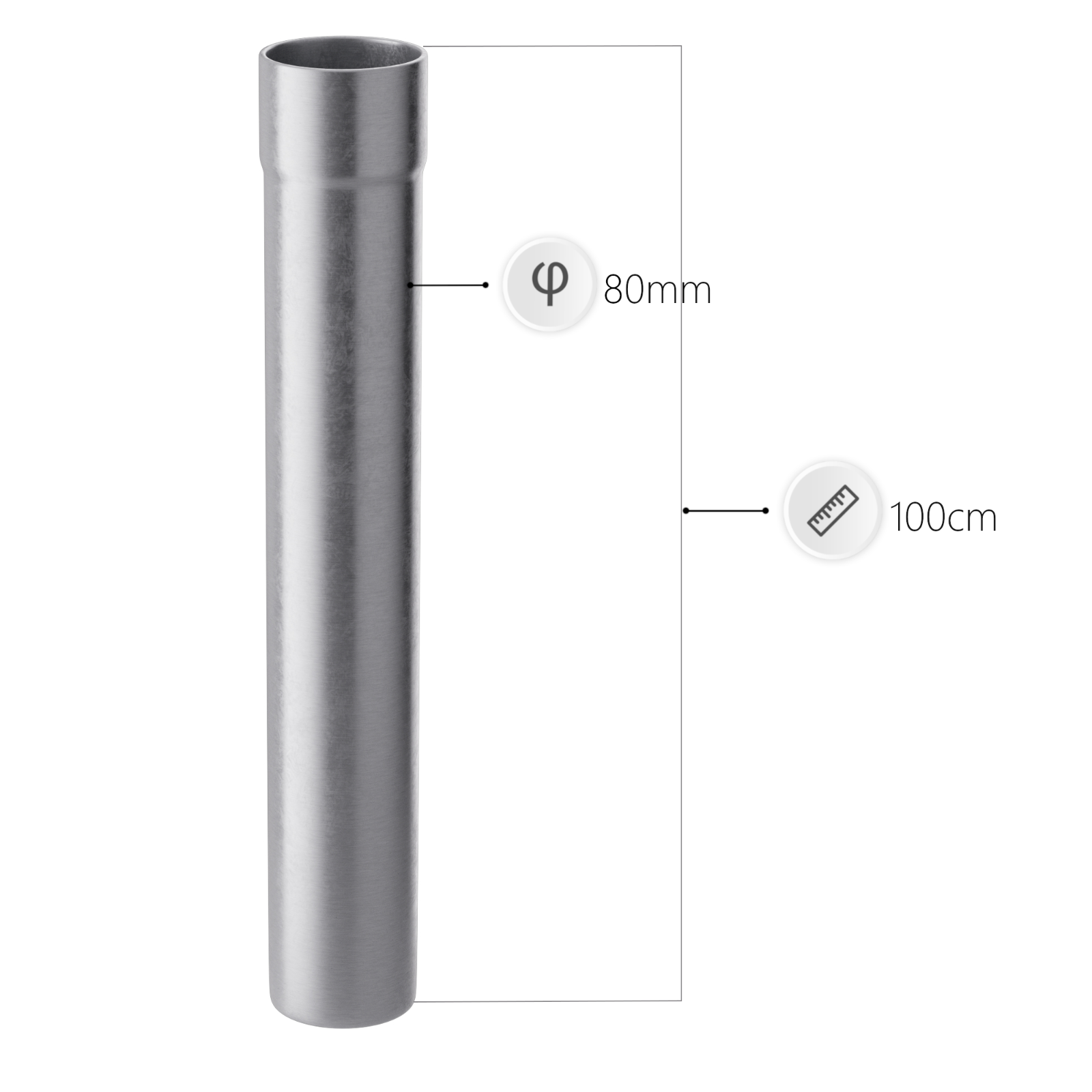 Regenablaufrohr Titanzink 1 Meter 100mm 87mm 80mm Durchmesser Fallrohr ...