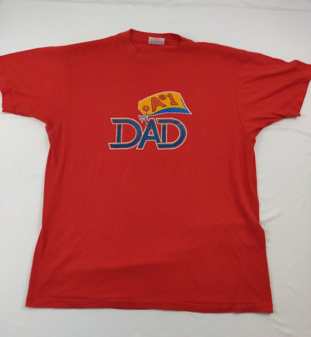 Vintage A #1 Dad Red Single Stitch Graphic Tshirt Siz… - Gem