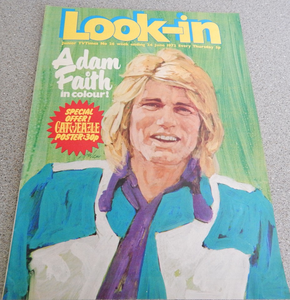 VINTAGE LOOK IN MAGAZINE #26 JUNE 1972 ADAM FAITH FRONT COVER.VGC ...