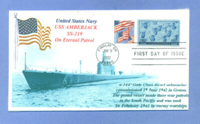 USS AMBERJACK SS-219 Lost US Navy Submarine Photo Cachet Naval, First ...