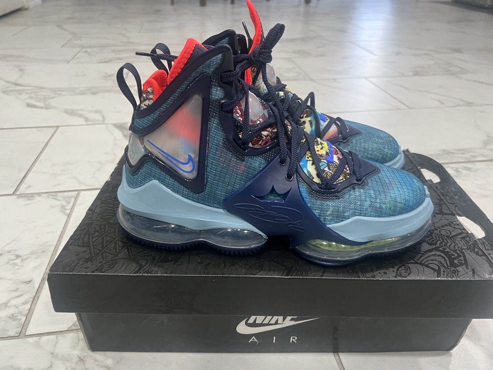 NWB Nike LeBron 19 XIX "Fast Food" CZ0203-400 Blue Basketball Shoes Men ...