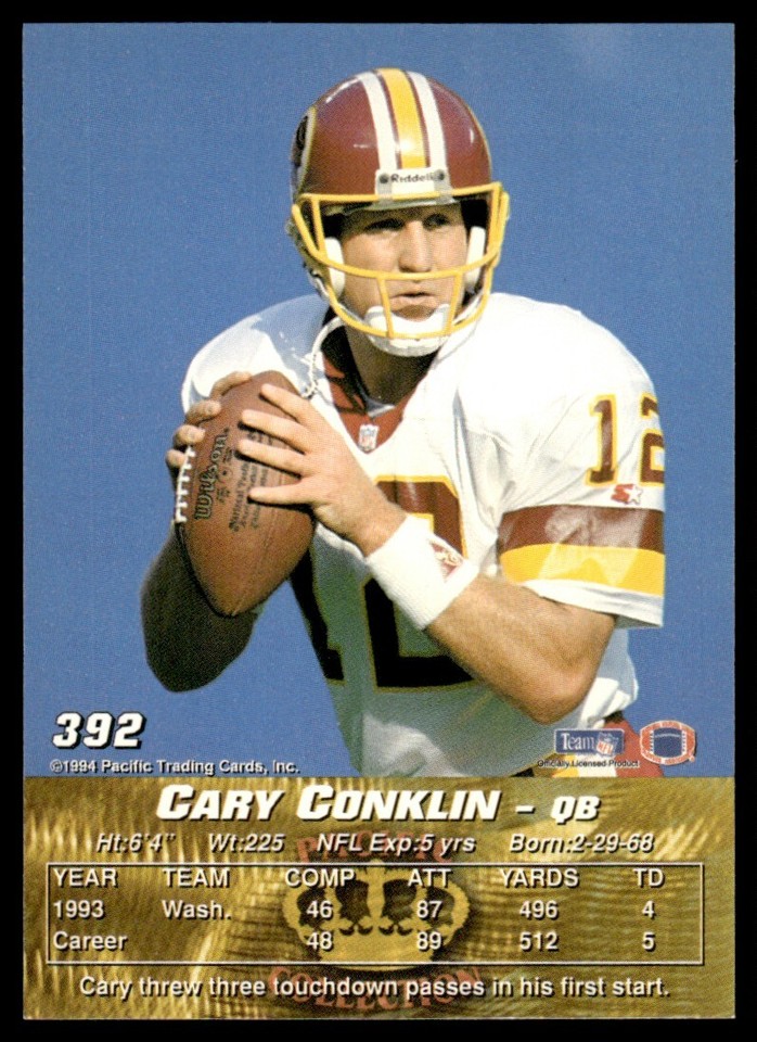 1994 Pacific Cary Conklin Washington Redskins #392 | eBay