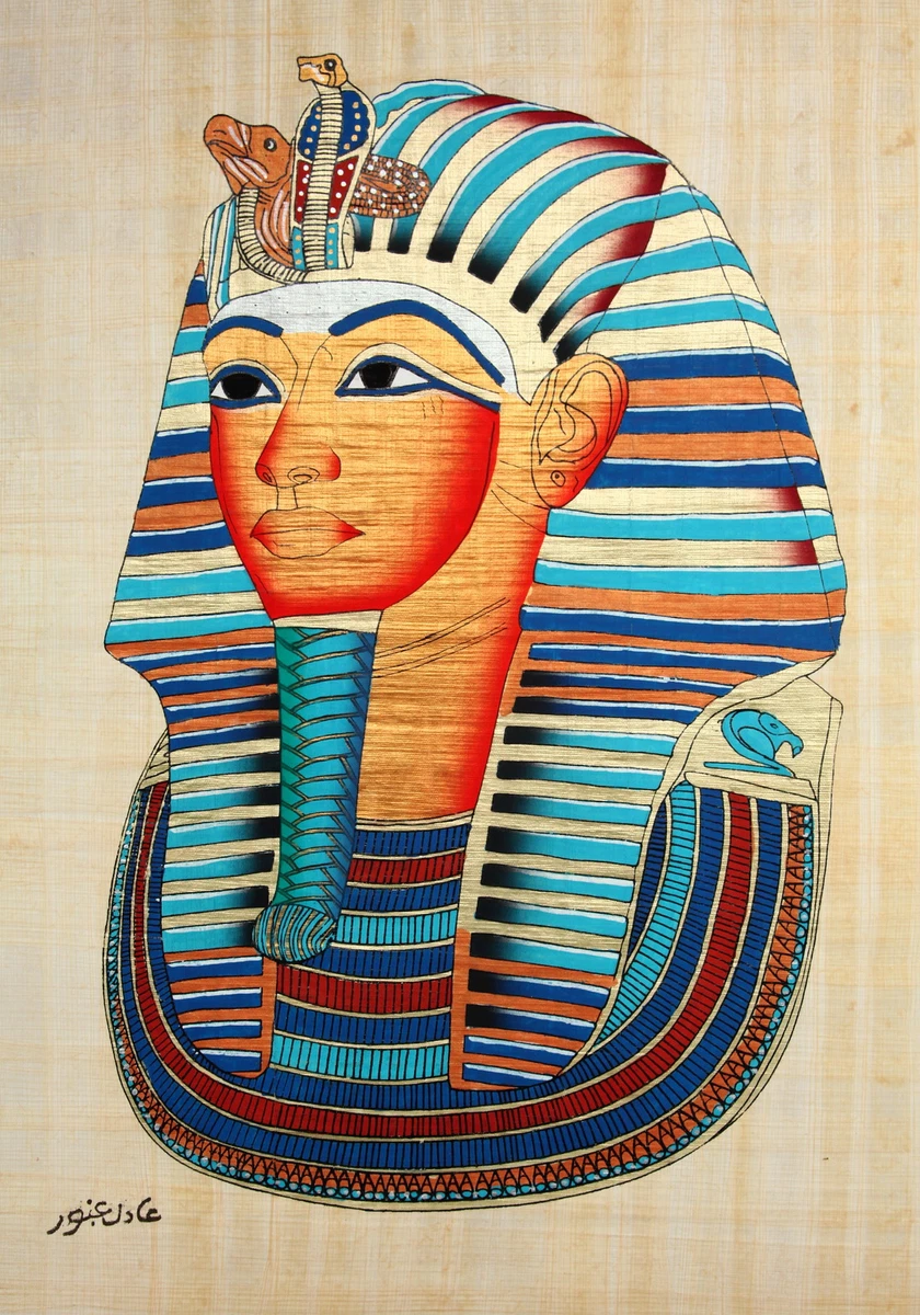 Vintage Original Oil Painting King Tutankhamun And Queen