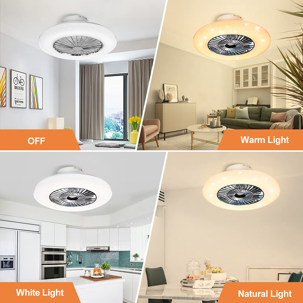 DLLT Ceiling Fan with LED Light Remote Control 23 in 40W Dimmable for ...