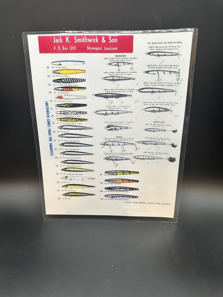 Jack Smithwick Laminated 1960’s Lure Type And Color Code Chart | eBay