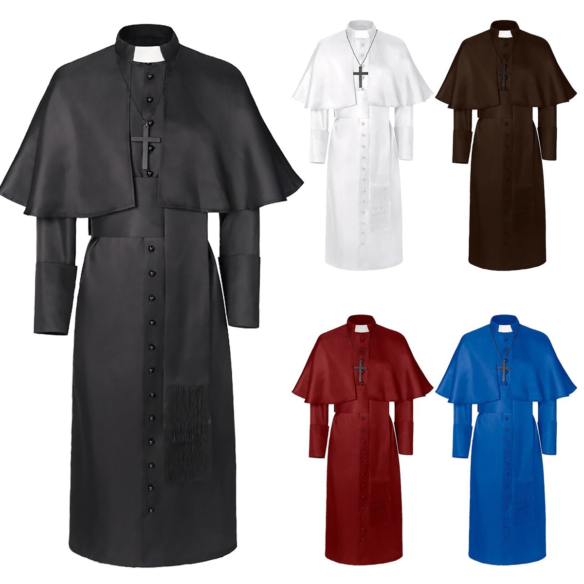 Catholic Reverend Outfit Anime Priest Costume Black Red Catholic