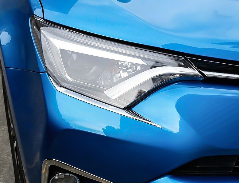 2pc ABS Chrome Headlight Front Lamp Eyelid Cover Trim For Toyota RAV4 ...