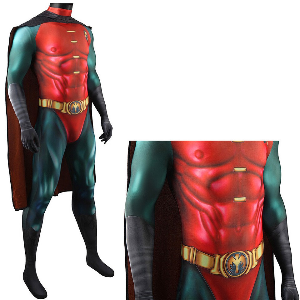 Robin Jumpsuit Dick Grayson 3D Bodysuit Cloak Spandex Cosplay Costume ...