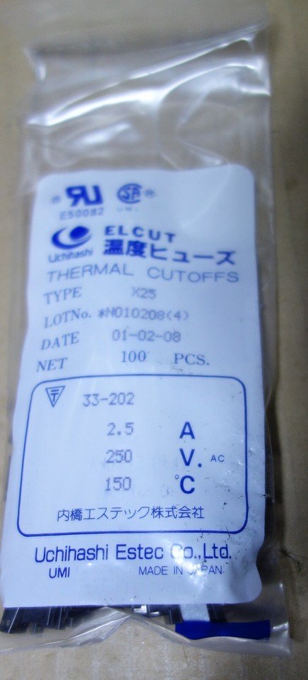 10pcs ELCUT Thermal Cutoffs Fuse X25 250V 2.5A 150 degrees | eBay